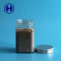 China 375ml Square PET Plastic Food Jar Wide Mouth 111mm Height with Aluminum Cap for sale