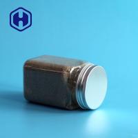 China 375ml Square PET Plastic Food Jar Wide Mouth 111mm Height with Aluminum Cap for sale