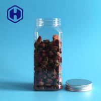 China 580ml Square PET Plastic Jar Airtight Wide Mouth Empty Food Grade with Aluminum Screw Cap for sale