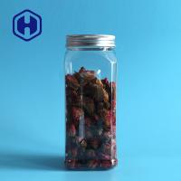 China 580ml Square PET Plastic Jar Airtight Wide Mouth Empty Food Grade with Aluminum Screw Cap for sale