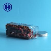 China 580ml Square PET Plastic Jar Airtight Wide Mouth Empty Food Grade with Aluminum Screw Cap for sale