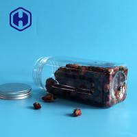 China 580ml Square PET Plastic Jar Airtight Wide Mouth Empty Food Grade with Aluminum Screw Cap for sale