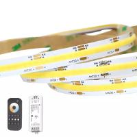 China Dual White Cob Led Strip Dimmable 608leds/M 10mm Pcb 5m/Roll for sale