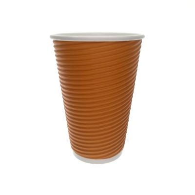China 16oz 500ml Disposable Custom Printed Printing Ripple Wall Coffee Paper Cup for sale