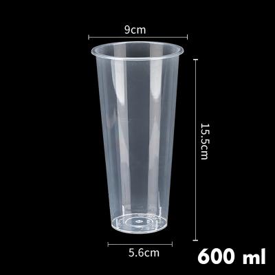 China 20oz 600ml pp single wall hot cold drink clear cups with flat lid plastic cup for sale