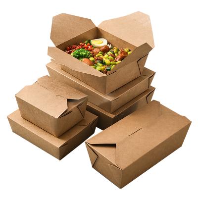 China Disposable Teardrop Able Take Out 26oz Disposable Kraft Paper Noodle Box Takeaway Fast Food Packaging Box for sale