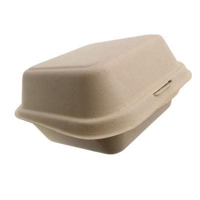 China China Wholesale Handmade Fast Food Packaging 450ml Pulp Burger Hamburger Box With Pulp Lid for sale