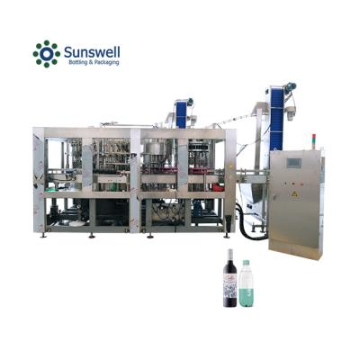 China 4-in-1 Glass PET Bottle Rinsing Filling Screw Capping ROPP Capping Monoblock for Carbonated Drinks for sale