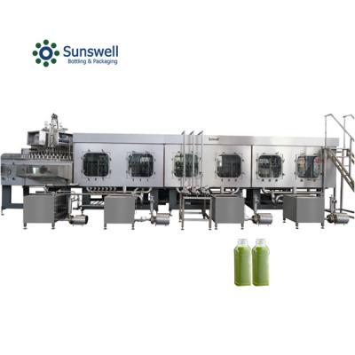 China 5 in 1 Rotary Hot Juice Filling Machine with Peristaltic Pump Filler 2000ml 2500BPH for sale