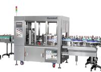 China Linear Type Round and Square Bottle Labeling Machine 30000 BPH 8kW Sticker Applicator for sale