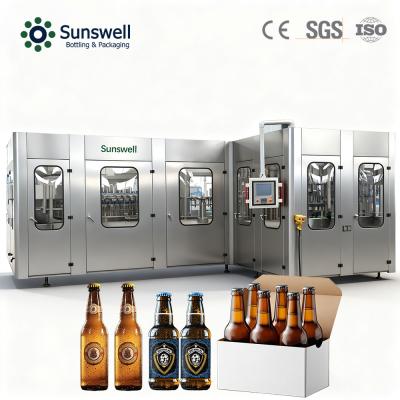 China Automatic 3-in-1 Rinsing Filling Capping Glass Bottle Beer Bottling Machine for sale