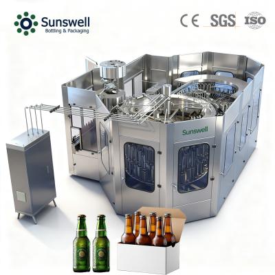 China 3-in-1 Automatic Rinsing Filling Capping Machine for Glass Bottle Beer Bottling Production Line for sale