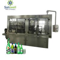 China Fully Automatic Glass Bottle Beer Filling Machine 3-in-1 Washing Filling Capping Monoblock 6000 BPH for sale