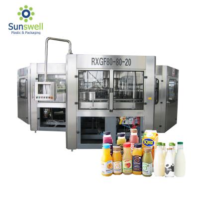 China Fully Automatic PET Bottle Juice Filling Machine 3-in-1 Rinser Filler Capper 2000-6000 BPH for sale
