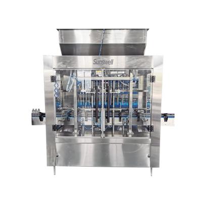 China Programmable Linear Gravity Feed Alcohol Bottle Filling Machine 4000bph 16 Heads for sale