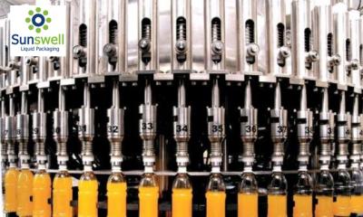 China Monoblock Automatic Hot Juice Syrup Filling Machine 2000-30000 BPH Capacity for PET Bottles 150-320mm for sale