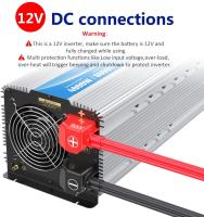 China Giandel 4000W Pure Sine Wave Power Inverter 12V DC to 120V AC with 4 Outlets and 2.4A USB for sale