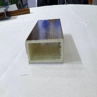 China FRP Rectangular Tube 100x75x5.5mm with Wood Pattern Surface - Lightweight High Strength Composite Profile for sale