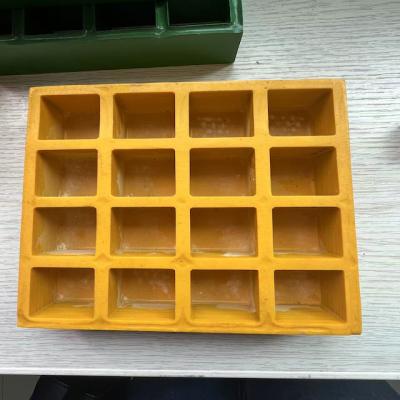 China 38x38mm FRP Molded Grating - Yellow Flat Surface with Protective Cover for Walking Ways for sale