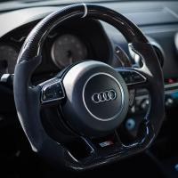 China Audi Series Carbon Fiber Steering Wheel 36cm Flat Bottom Design with Universal Compatibility and 1-Year Warranty for sale