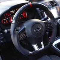 China Subaru Series Black Leather Custom Steering Wheel 43×43×20cm with Smooth Grip Pattern and Double Stitching for sale