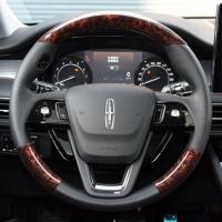 China Kaimiao Customized Design Steering Wheel - 43×43×20cm Black Leather with Double Stitching and Smooth Grip for sale