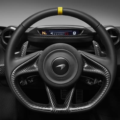China McLaren Series Customized Design Steering Wheel 43×43×20cm Leather Double Stitching Black for sale