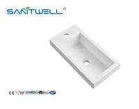 China Small Size SWZ500 Popular Design Stone Resin Basins Glossy White Single Hole Durable Stone Washing Hand Basins for sale