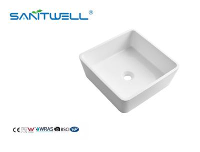 China Unique Models SWT400 Wholesale Artificial Stone Basins OEM Acceptable Glossy White Durable Washing Hand Basins for sale