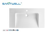 China Special Design SWI912 Stone Resin Basins Thick Edge Glossy White Washing Hand Basins For Hotel Bathroom for sale