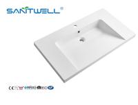 China Special Design SWI912 Stone Resin Basins Thick Edge Glossy White Washing Hand Basins For Hotel Bathroom for sale