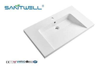China Special Design SWI912 Stone Resin Basins Thick Edge Glossy White Washing Hand Basins For Hotel Bathroom for sale