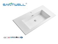 China Various Size Sanitary Ware Stone Resin Basins Customized Solid Surface Rectangle Shape Washing Hand Basins For Bathroom for sale
