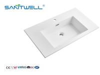 China Hot Selling China Top Quality SWJ800 Stone Resin Basins Bathroom Glossy White Rectangle Shape Cabinet Basins for Hotel for sale