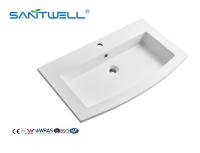 China Popular Models SWZ820 Favorable Price Stone Resin Basins Durable OEM Acceptable Matt White Washing Hand Basins For Hotel for sale