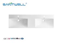 China Wholesale China SW1524-D Suppliers Double Hand Stone Resin Basins Thin Edge Rectangle Shape Cabinet Basins For Hotel. for sale