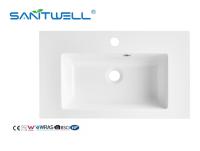 China SW600MM Sanitary Ware Hot Sale Stone Resin Basins Eco-Friendly Solid Surface Matt White Rectangle Shape Cabinet Basins for sale