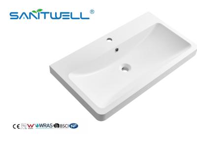 China SWTG800 Great Demand Various Size Customzed Acceptable Stone Resin Basins Glossy White Semi-Counter Basins for sale