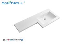 China SWBG1100R Wholesale Models Right Hand Stone Resin Basins OEM Customized Accpetable Glossy White Cabinet Sinks for sale