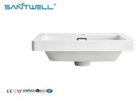 China Popular Models SWBG500 Wholesale Sanitary Ware Stone Resin Basins Glossy White Cabinet Basins for sale