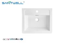 China Popular Models SWBG500 Wholesale Sanitary Ware Stone Resin Basins Glossy White Cabinet Basins for sale