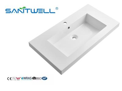 China SWM900 Good Sale China Suppliers Artificial Stone Basins Rectangle Shape Easy Clean Semi-Counter Sinks for sale