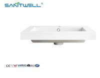 China SWM603 Customized Various Size Acceptable Artificial Stone Basins Matt White Rectangle Shape Washing Hand SInks for sale