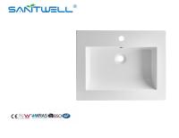 China SWM603 Customized Various Size Acceptable Artificial Stone Basins Matt White Rectangle Shape Washing Hand SInks for sale