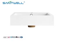 China Small Size New Design SW6050-450 Artificial Stone Basins Glossy White Rectangle Shape g Hand Basinks for sale