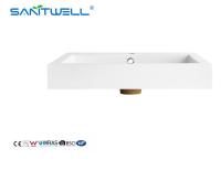 China New Lavabo Sizes SW6049-600 Customized Acceptable Artificial Stone Matt White Durable Stone SInks For Hotel for sale