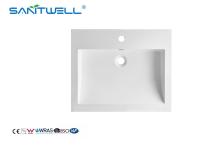 China New Lavabo Sizes SW6049-600 Customized Acceptable Artificial Stone Matt White Durable Stone SInks For Hotel for sale