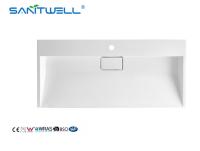 China Large Size SW6001-1000 Wholesale Factory Stone Resin Sinks Square Botton Matt White Cabinet Washing Hand Basins for sale