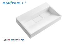 China Special Design SW6001-600 Square Button Artificial Stone Basin Without Hole Semi- Counter Stone Sinks for sale