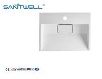 China Unique Design SW6001-500 Square Buttom Stone Resin Basins Small Size Glossy White Shampoo Basins for sale